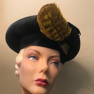 MR.JOHN JR. | Accessories | Exquisite Designer 96s Black Straw Tam With ...